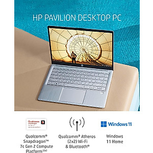 HP Touch 14 Slim Laptop in Silver Qualcomm 8-Core up to 2.55 GHz 8GB RAM 128GB SSD 14in Full HD LCD Webcam WiFi Fingerprint Reader Windows 11 iSlik Pen (14-ED00-Renewed)