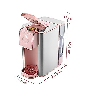 Mecity Pink Coffee Maker 3-in-1 Single Serve Coffee Machine, For K-Cup Coffee Capsule, Ground Coffee, Loose Tea, 6 to 10 Ounce Cup, Removable 50 Oz Water Reservoir, 120V 1150W