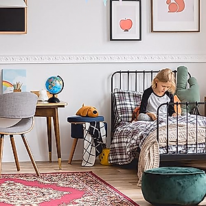 Rotating World Globe with Stand for Kids Learning, Spinning Earth Globe for Classroom Geography Education (8 In)