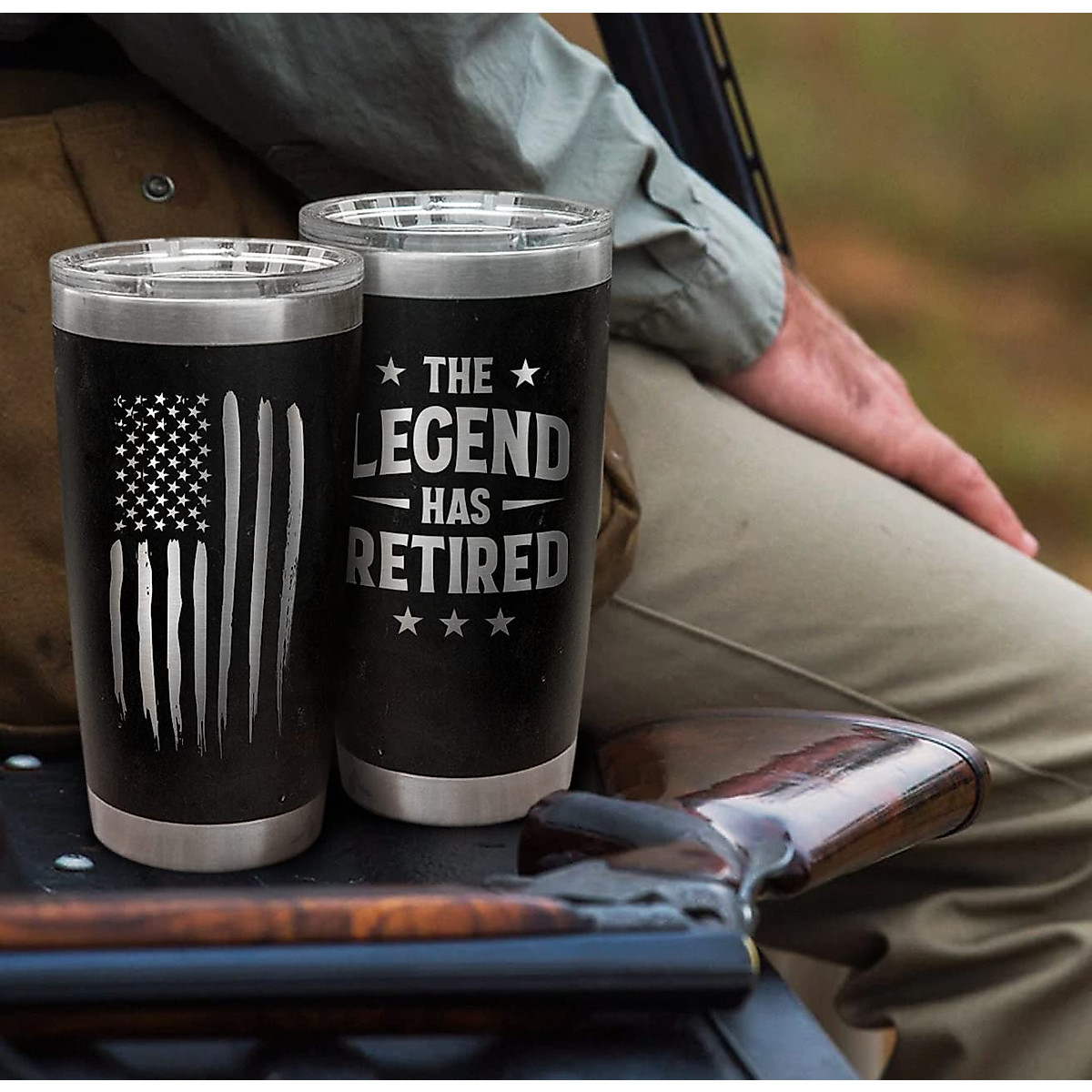 PRPinkRain Retirement Gifts for Men 2023 - The Legend Has Retired - American Flag Tumbler, Retirement Gag Gifts Idea for Men, Him, Dad, Grandpa, Husband, Coworkers
