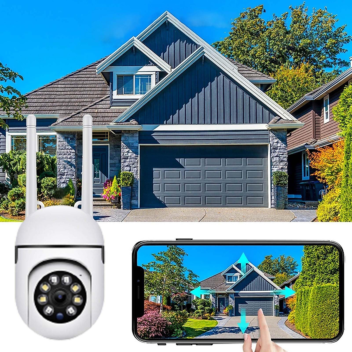 MORESEC Outdoor Security Cameras, Wireless WiFi Light Bulb 1080P Dome Surveillance Cameras 360° View Full-Color Night Vision 2.4GHz WiFi Cameras for Home Security, Easy Installation #ZZ