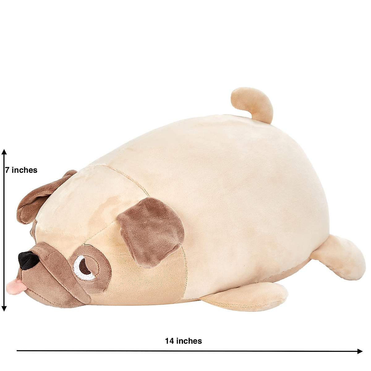 Cute Plush Tired Brown Bulldog Toy, Soft Hugging Pillow for Kids