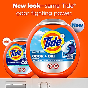 Tide Ultra OXI Power PODS with Odor Eliminators Laundry Detergent Pacs, For Visible and Invisible Dirt, 45 Count, Tide PODS Laundry Detergent, Laundry Pacs