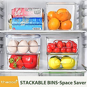 Refrigerator Organizer Bins-8 Pack Fridge Organizers and Storage Clear with Lids Stackable Storage Bins Plastic Clear Containers for Organizing for Kitchen Cabinet Pantry Bins