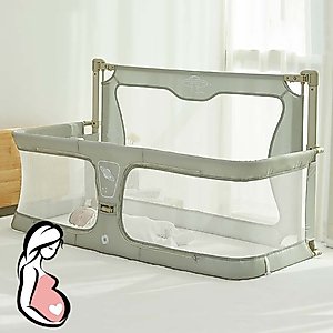 3 in 1 Baby bassinets bedside sleeper,Portable Crib,baby bed with rails,sleeper for baby in bed,sleeper bassinet attach to bed,visible mesh window,soft washable liner and Aluminum alloy bracket ( Colo