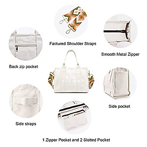 Large Canvas Tote Bag, Crossbody Bags for women, Stylish tote bag, Shoulder Bag, Weekender bag (offwhite)