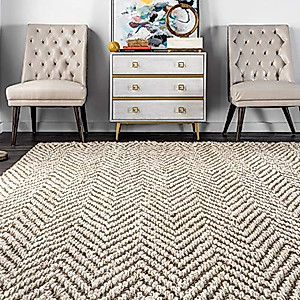 nuLOOM Vania Chevron Jute Area Rug, 4' x 6', Off-white