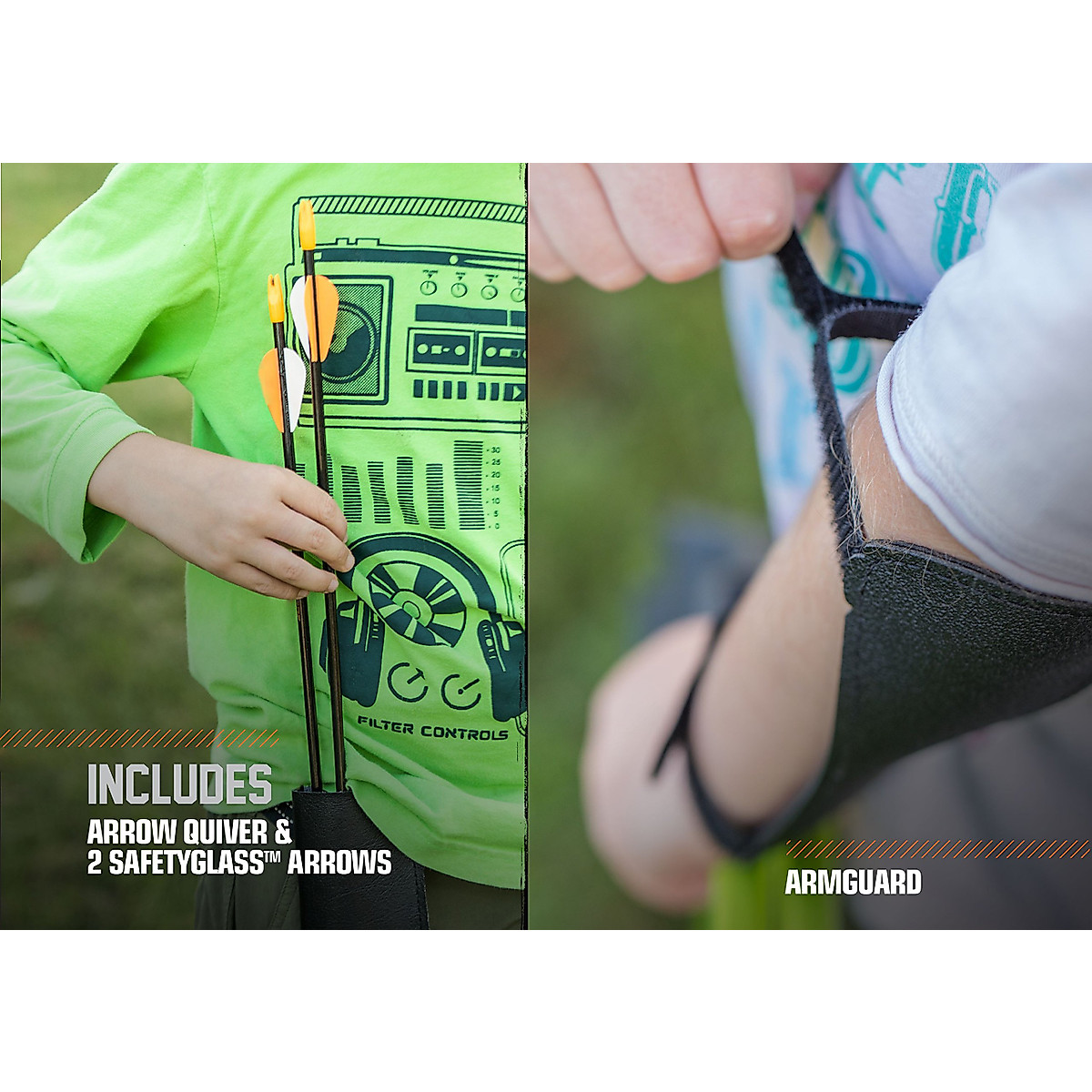 Bear Archery Goblin Bow Set for Youth, Recommended Ages 4-7, Ambidextrous, Continuous Draw Weight Up to 15-18 lb., Continuous Draw Length Up to 22-24-inches