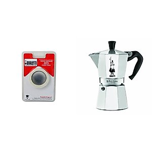 Bialetti 6800 Moka Express 6-Cup Stovetop Espresso Maker w/Replacement Gasket and Filter for 6 Cup