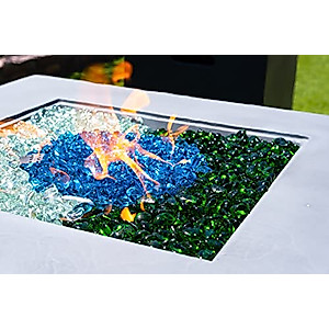 AKOYA Outdoor Essentials 10-Pound Fire Glass Cashew 1-inch Reflective Tempered Crystal Beads for Fire Pit (Caribbean Blue)