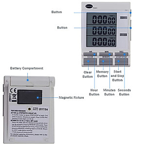 Digital Triple Kitchen Timer and Clock for Cooking and Baking with Large Led Countdown Timer Numbers with Alarm and Magnet