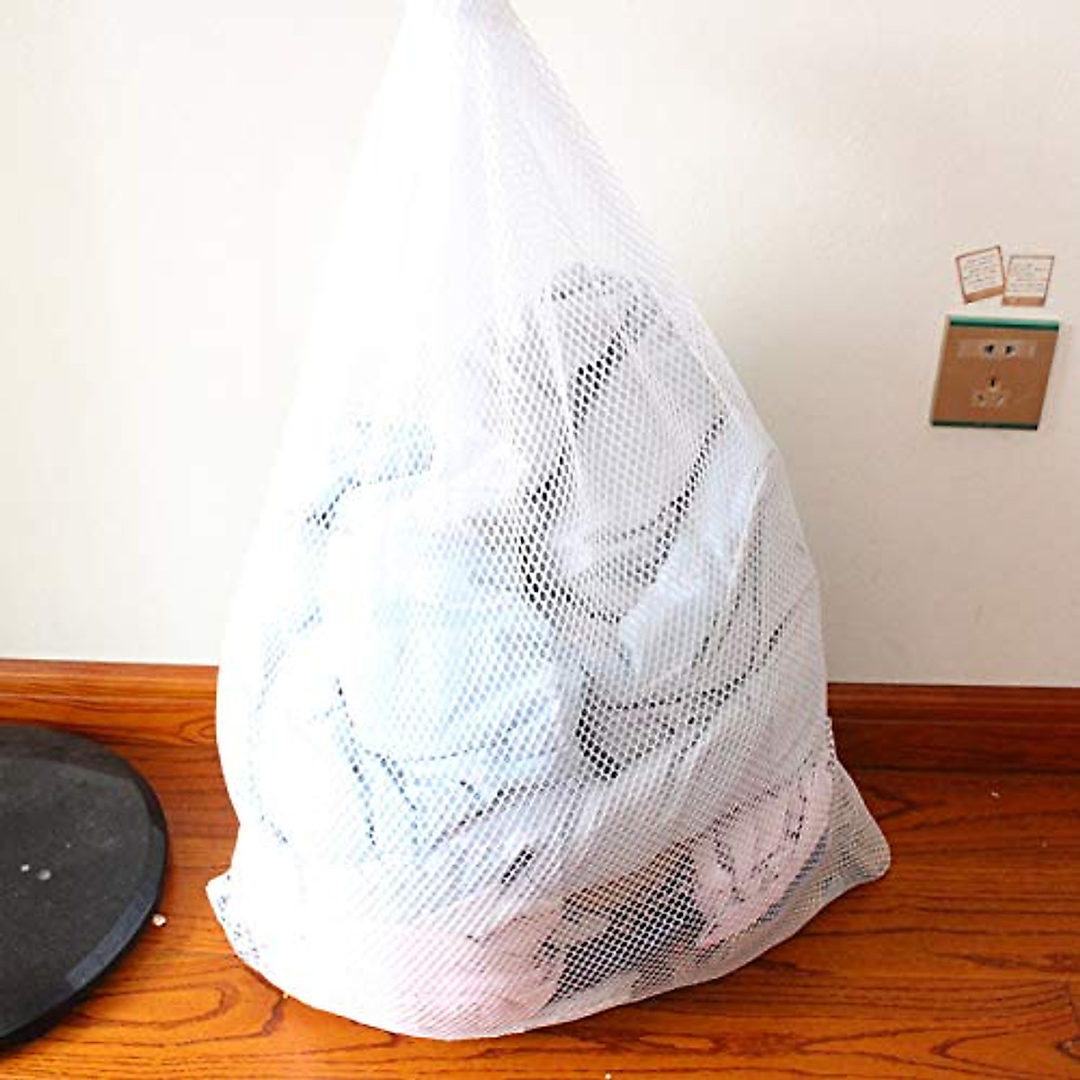 Net Laundry Clothes Washing Mesh Bag, Washing Machine Drawstring Large Capacity Pouch