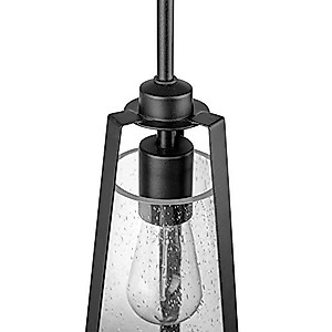 Globe Electric 60330 Sonny 1 Pendant Lighting, Dark Bronze, Seeded Glass Shade