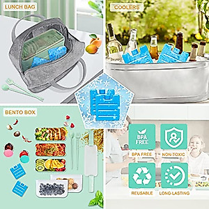 KUBYA Bento Lunch Box Set,Stackable Lunch Container Leak-Proof 3-In-1 Compartment With Ice Packs, Reusable Lunch Bag, Food Bags, Sauce Cups, Lunch Box Microwave Freezer Safe（GREY）