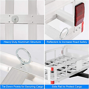 IRONMAX Aluminum Cargo Carrier with Ramp, 50’’ x 29.5’’ Hitch Mount Mobility Scooter Wheelchair Carrier, Tow Hitch Cargo Carrier for Car, Van, SUV, RV, 500 LBS Capacity