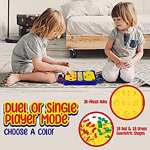 PlayRoute Shape Pop Up Board Game | 1 and 2 Player Game for Kids Ages 4-6-8+ | Educational Classic Board Game Shape Matching Puzzle Toys for Boys & Girls