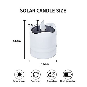 BAWASTOON Solar Candle lamp Solar Rechargeable Tea Wax lamp 6 Solar LED Candle lamp Waterproof Candle Notch Solar Candle lamp Energy Saving Environmental Protection Balcony Table Outdoor Garden