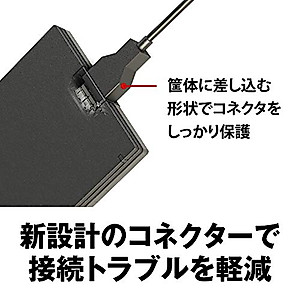 バッファロー Buffalo SSD-PG1.9U3-B/NL USB 3.1 Gen1 Portable SSD, 1.9TB, Made in Japan, PS5/PS4 (Manufacturer Operation Confirmed), Impact Resistant, Connector Protection Mechanism