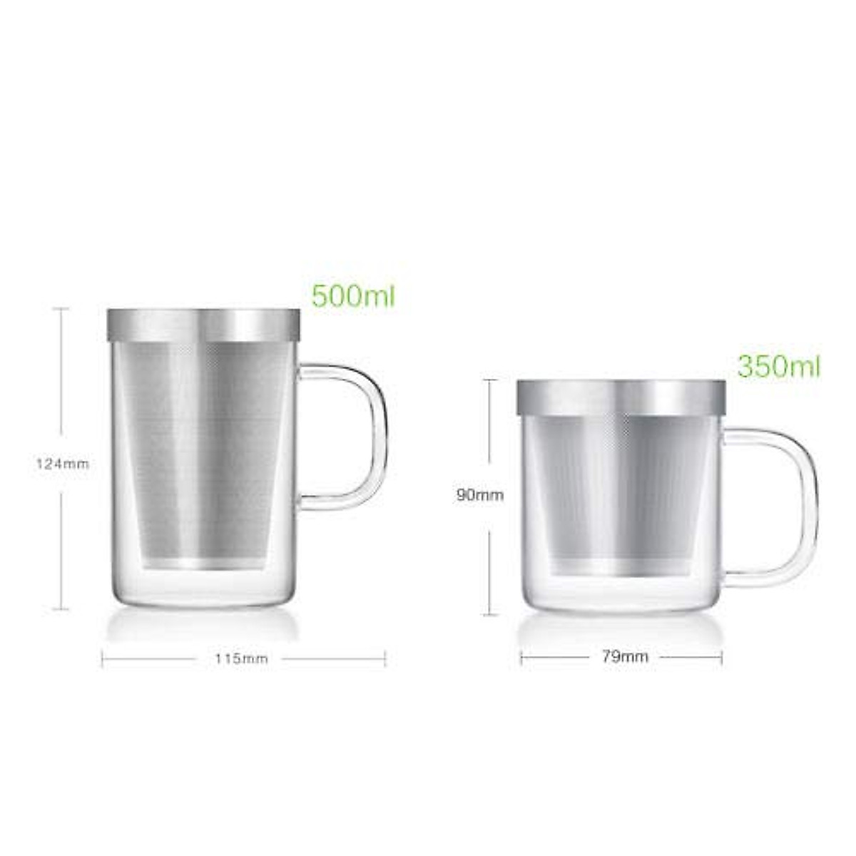 SAMADOYO High Grade Glass Tea Cup Home or Office Teacup W/t 304# Stainless Steel Infuser & Lid Borosilicate Glass SAMA S049A S050A (S050A-500ML)