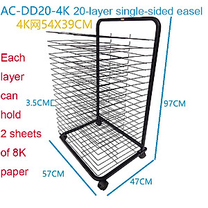 DONGYUE Art Drying Rack for Art Metal Wire Work Display Rack, Art Carts with Wheels for Classroom Art Studios and Home Use. Drying & Print Racks (Size : 57x47x97(25 Layers))