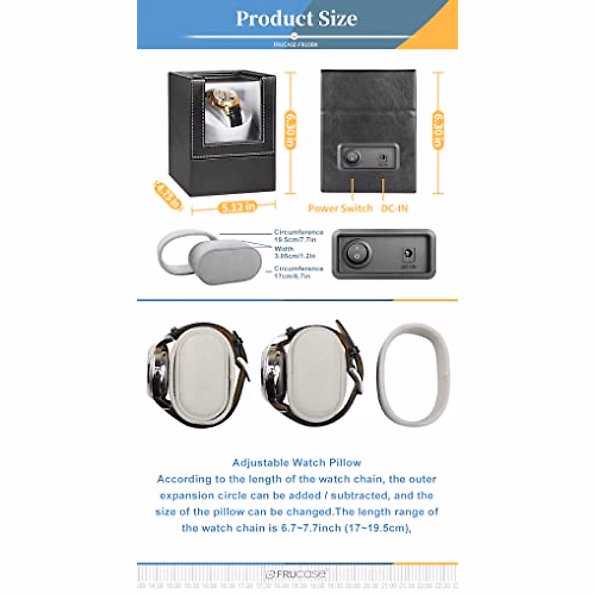 FRUCASE Watch Winder for Automatic Watches Watch Box Automatic Winder Japanese Motor with Battery Option