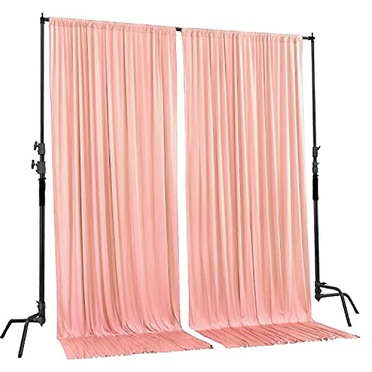 AK TRADING CO. 10 feet x 10 feet Polyester Backdrop Drapes Curtains Panels with Rod Pockets - Wedding Ceremony Party Home Window Decorations - Peach