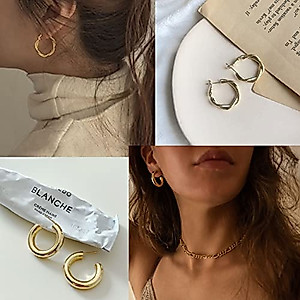 32 Pairs Gold Hoop Earrings Set for Women, Fashion Chain Link Hoop Stud Drop Dangle Earrings Boho Statement Hypoallergenic Earrings for Christmas Jewelry Gift