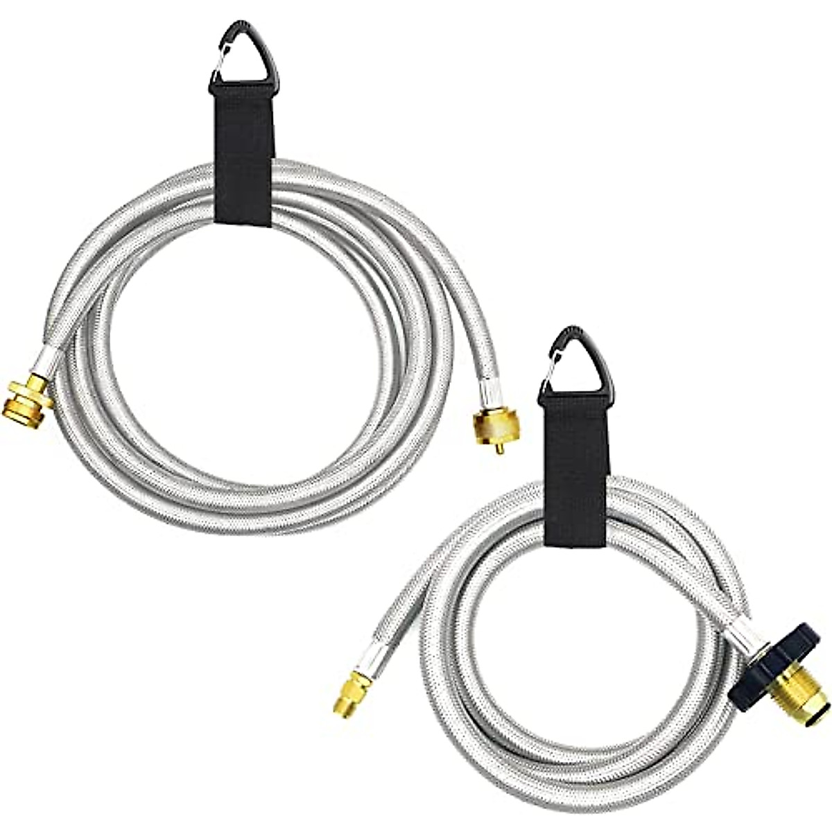 GardenNow Upgraded Propane Brass 4 Port Tee Kit Propane Brass Tee Adapter Kit with 5FT and 12FT Stainless Braided Hoses Allow for Connection Between Auxiliary Propane Cylinder and Propane Appliances