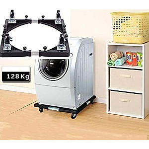Movable Base Size Adjustable Washing Machine Base for Dryer Refrigerator Telescopic Furniture Dolly Roller with Swivel Locking Casters (4 Wheels) 16-22"