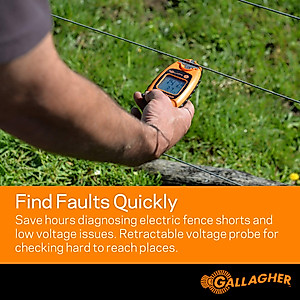 Gallagher Fault Finder | Identify & Locate Electric Fence Faults | Tough Pocket Size Digital Reader with Extendable Voltage Probe | 3-in-1 Device (Volt Meter, Current Meter, Short Finder)