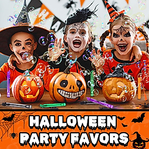 Halloween Party Favors Bulk for Kid, 32Pcs Mini Pumpkin Bubble Wands, Goodie Bag Filler, Halloween Trick or Treats Non Candy, Classroom Prizes, Pinata Stuffer, Basket, Gift Box Toy Supplies, Birthday