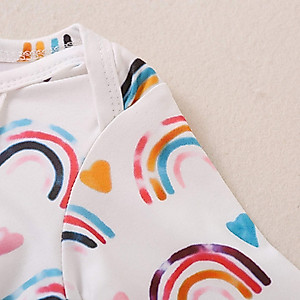 Infant Girl Cotton Sleeper Gown Baby Rainbow Knotted Pajamas Newborn Sleepwear Sleeping Bag with Headband