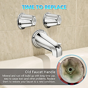 Enhon Faucet Handles, 2 Piece Hot and Cold Faucet Knobs Compatible with Price Pfister Verve Tub Shower, Include 2 Faucet Handles and 2 Screws for Remodeling Trim (Chrome)