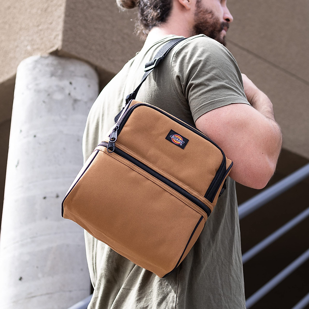 Dickies Insulated Multi-Compartment Lunch Box Reusable Beach Cooler Tote Bag (Duck Brown)