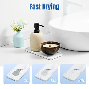 Plentio 9" Stone Rectangle Bathroom Tray for Counter - Unique Luxury Decor Gift-Diatomaceous Earth Tray for Bathroom, Kitchen - Countertop Organizer for Jewelry, Perfume, Candles