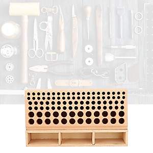 Archuu Leather Holder Tool Wooden, 100 Holes, Leathercraft Tools Holder for Home/Workroom(Storage Rack 100 Holes)