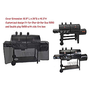 ProHome Direct Heavy Duty Waterproof Grill Cover for Char-Griller Duo 5050/5650 Double Play with Side Fire Box