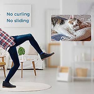 LUXACO Double Sided Rug Grippers Washable Anti Curling Corner Keeps Your Rug in Place Makes Corners Flat Non Slip Adhesive Rug Tape for Hardwood Floors and Tile,8 Pack,12 Pack,16 Pack