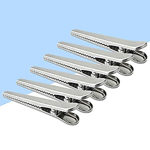 YARNOW Set of 6 Stainless Steel Jaw Sealing Clips, 4.5 Inch Stainless Steel Alligator Clips, Bag Sealing Clips for Snack Bread Coffee Food Bag (Silver)