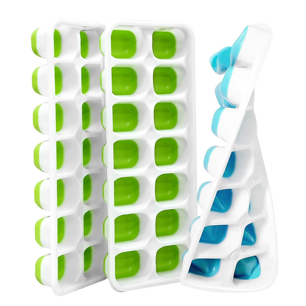 Ice Cube Tray 3 Pack, 42PCS Silicone Ice Trays with Lids for Freezer, Stackable and Easy-Release Ice Trays for Iced Coffee, Drinks, and Cocktails…