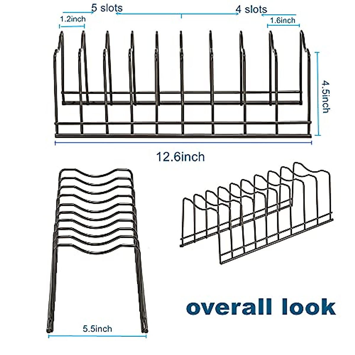 WenZBros Kitchen Pot&Pan Lid Organizer, Rack Holder, Rest Cutting Board, Baking Sheet, Stainless Steel, Satin Nickel