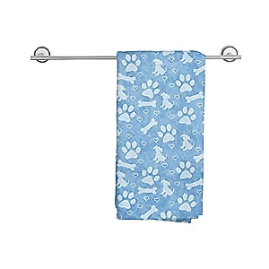 IconSymbol Dog Paw Print Puppy Bone Hot Hand Towel for Bathroom Kitchen Gym Washcloths Soft Highly Absorbent Multipurpose 27.5 X 15.7 Inch