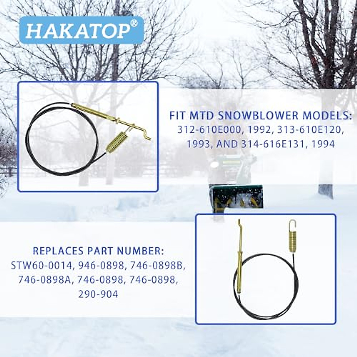 HAKATOP 946-0898 946-0898 Clutch Drive Cable for MTD 746-0898 746-0898A 746-0898B 312-610E000 Snowblower Cable