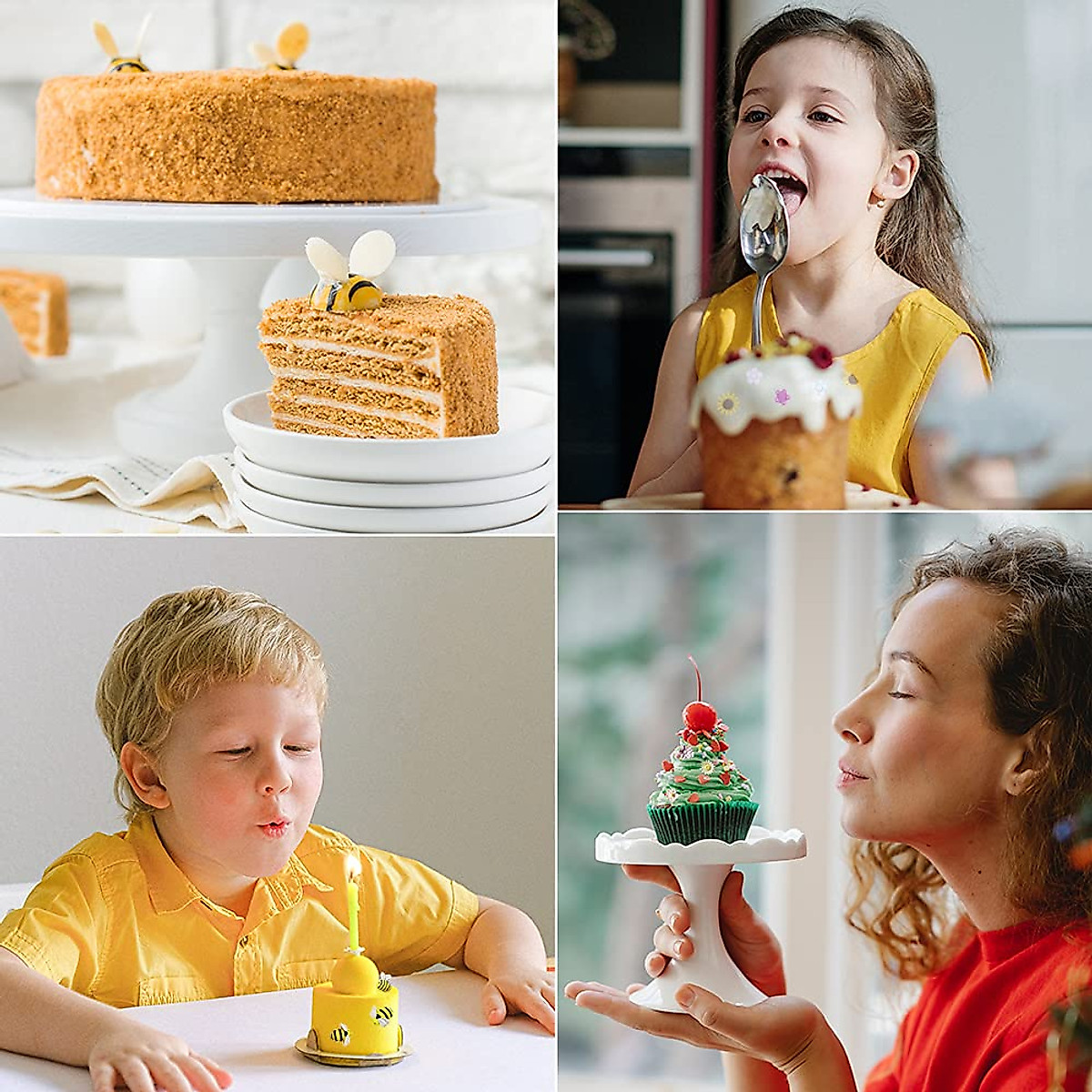 5 Pcs Bumble Bee and Flower Fondant Molds, CNYMANY Handmade Silicone Honeycomb Baking Chocolate Molds for Birthday Party Decoration DIY Cake Topper Candy Cookies Polymer Clay Crafting Project