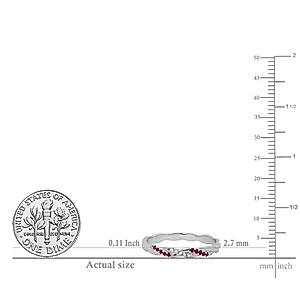 Dazzlingrock Collection 14K Round Ruby & White Diamond Ladies Swirl Wedding Band Stackable Ring, White Gold, Size 7.5