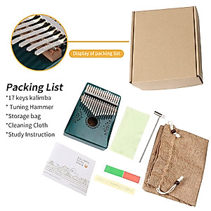 Kalimba Thumb Piano 17 Keys, Portable Mbira Finger Piano Gifts for Kids and Adults Music Instrument Thumb Pianos - 17 Keys Green