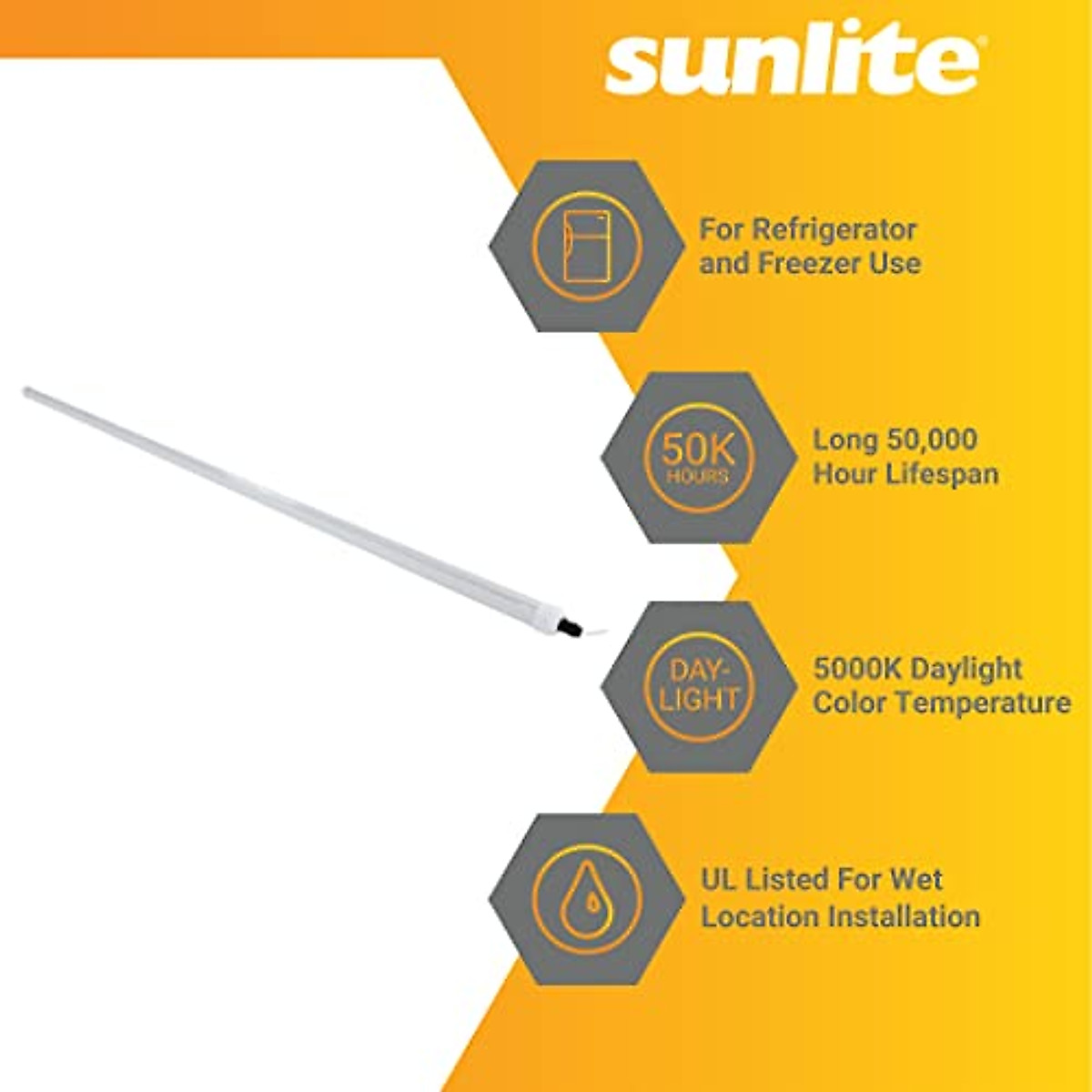 Sunlite 41250-SU 4' Foot LED Refrigerator Light Fixture, 18 Watts, 1440 Lumen, Coolers, Freezers, Display Cases, Fridge, IP65, UL Listed, DLC Listed, 5000K Daylight 2 Pack