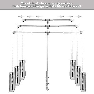 Nisorpa Pull Down Closet Rod Wardrobe Lift Wide Adjustable 35-48inch Aluminium Retractable Cabinet Rail Lifter Hanger Organizer Storage System Buffer Return Space Saving Weight Capacity 23lbs