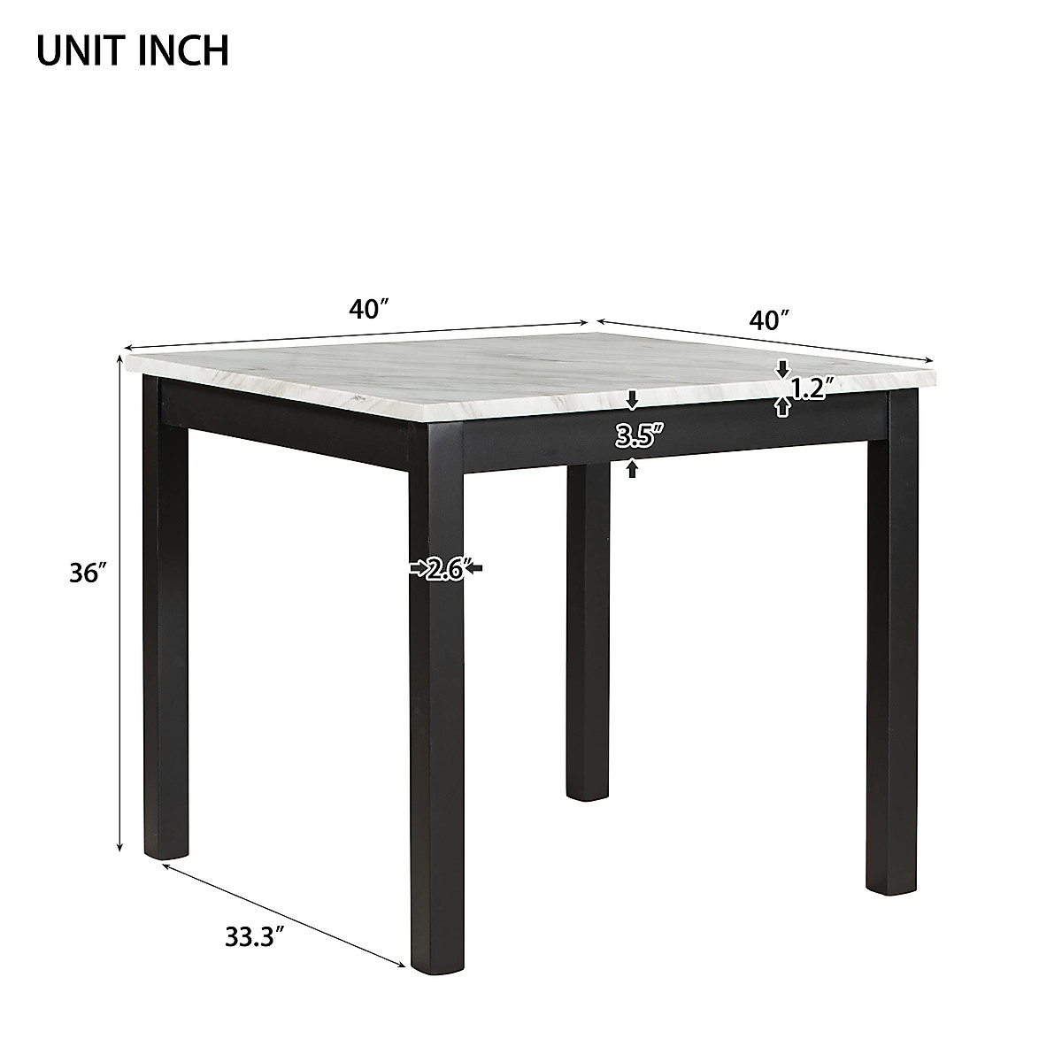 Merax Dining Table Set for 4, Counter Height Dining Table Set with Faux Marble Dining Table and 4 Upholstered-Seat Chairs, 5 Piece Dining Room Table Set for Kitchen and Living Room Furniture, Gray