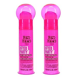 Bed Head After The Party Smoothing Cream - Sooths Flyaways, Static Build Up & Frizz, Humidity Protection, Lightweight Shine & Body, with Castor Seed Oil, Al Hair Types, 3.4 Ounce - 2 Pack